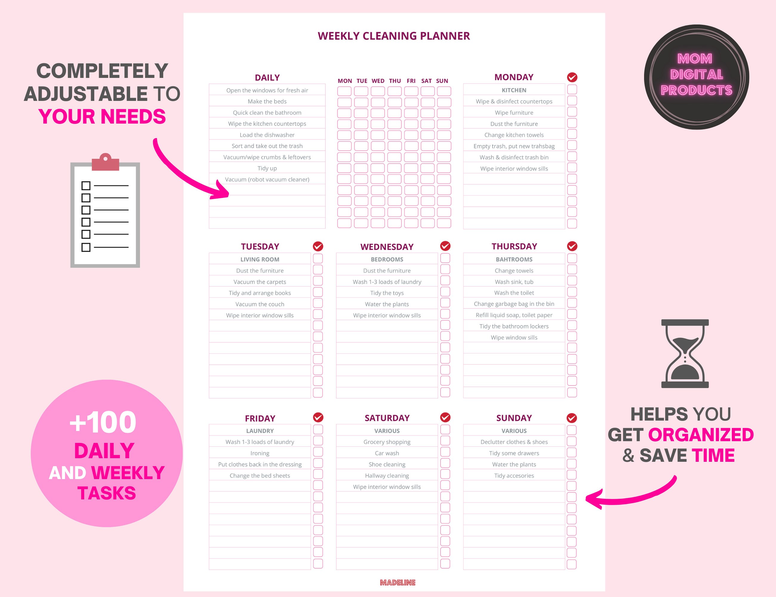 Printable Weekly Cleaning Planner Editable Pdf - Etsy