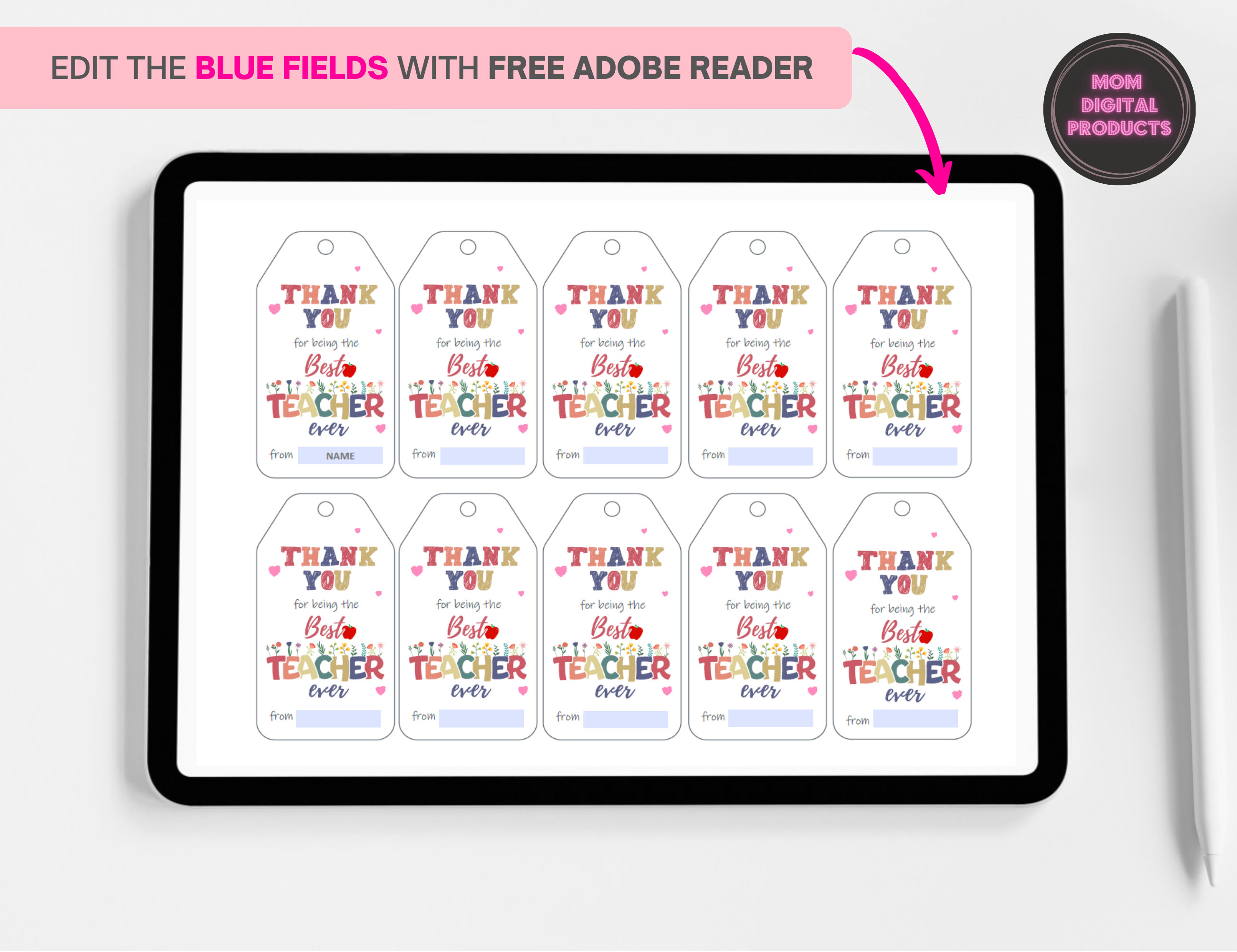 Teacher Appreciation Gift Tag, Editable Gift Tag, Editable Pdf - Etsy