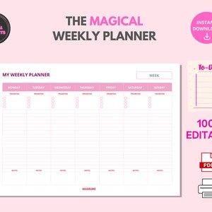 Printable Weekly Planner Editable Pdf - Etsy