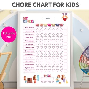 Printable Chore Chart for Kids | Editable - Etsy