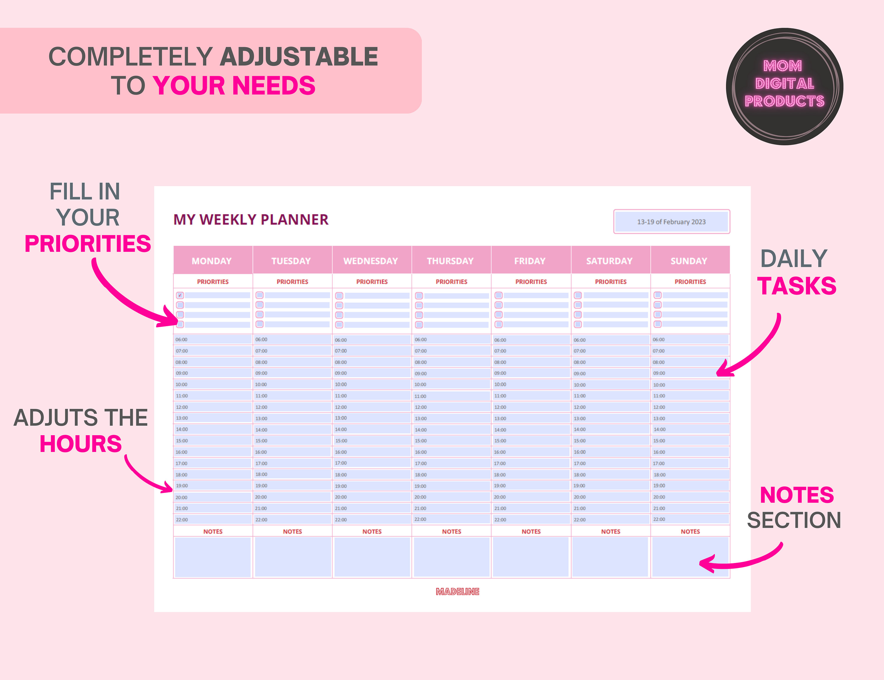 Printable Weekly Planner Editable Pdf - Etsy