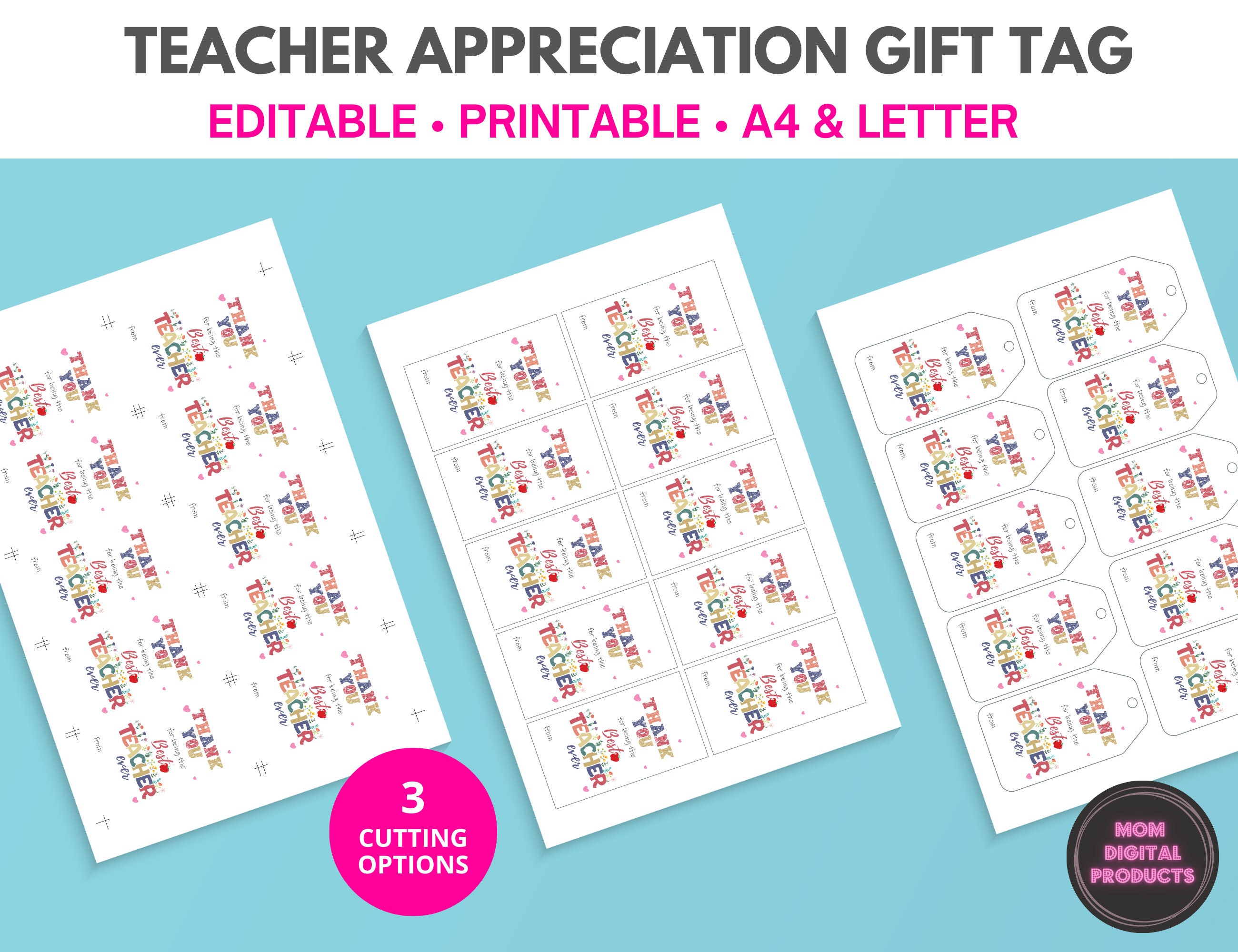 Teacher Appreciation Gift Tag, Editable Gift Tag, Editable Pdf - Etsy