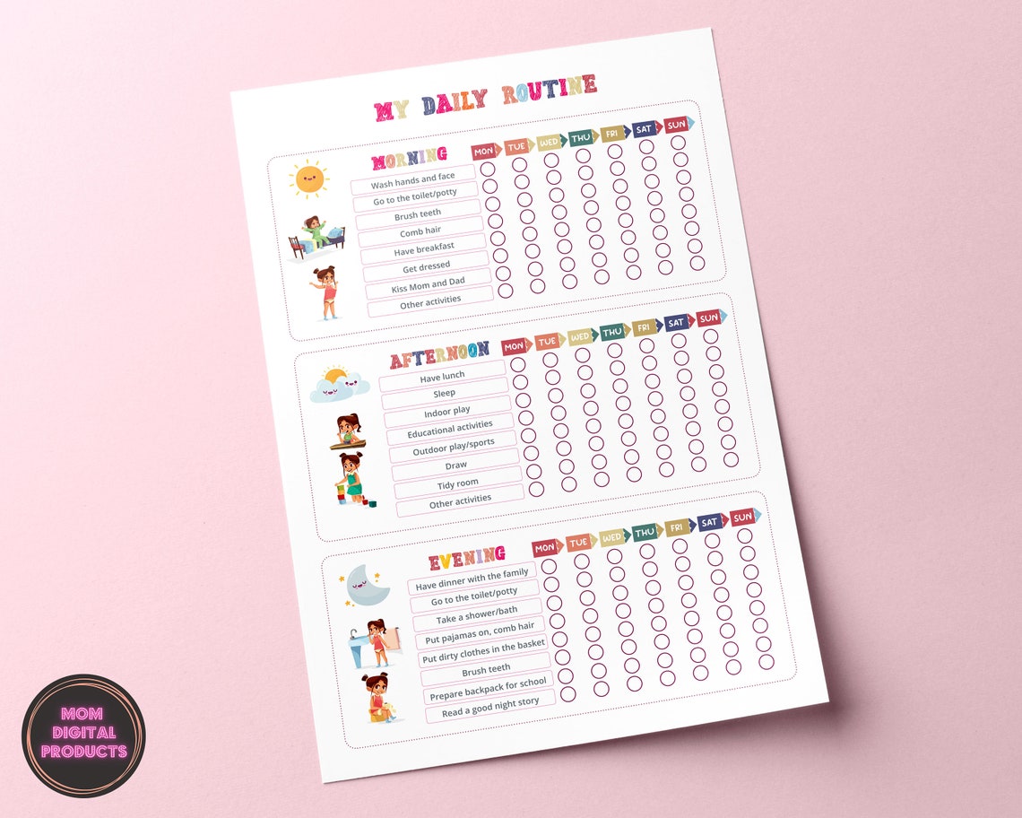 Printable Daily Routine for Kids Editable Pdf - Etsy
