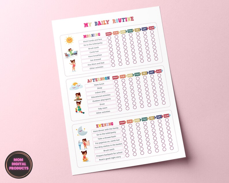 Printable Daily Routine for Kids Editable Pdf - Etsy