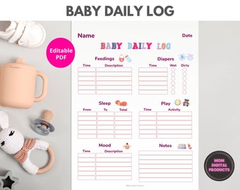 Infant Daily Log Printable, Baby Care Log, Nanny Notes Template Nanny ...