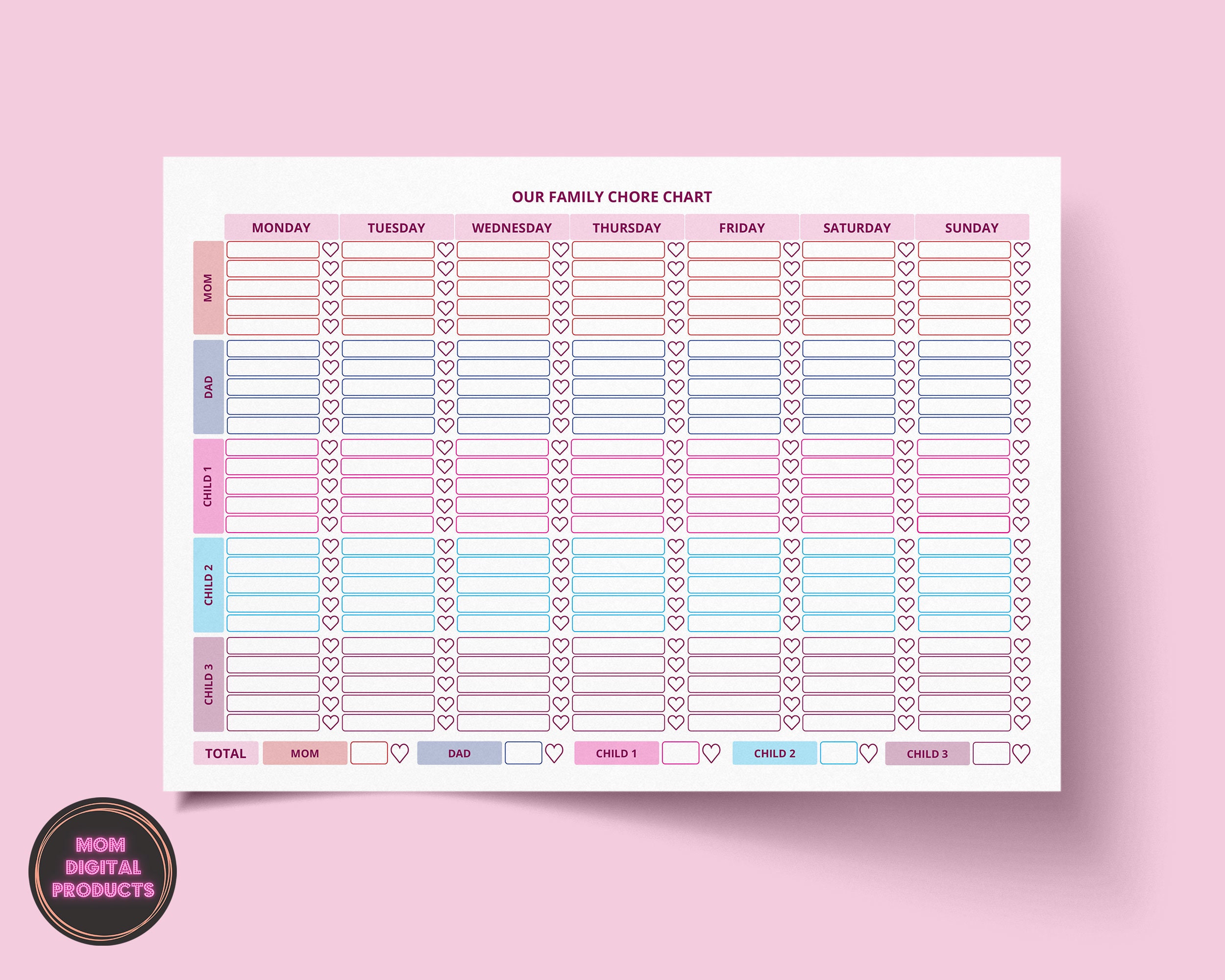 Family Chore Chart, Editable Pdf, Printable Pdf - Etsy