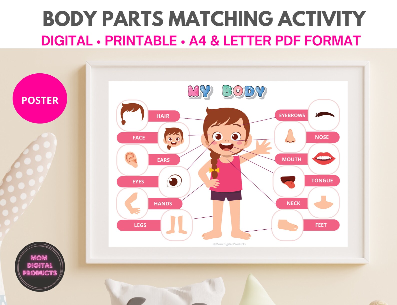 Body Parts Matching Activity, Toddler Busy Book Printable - Etsy