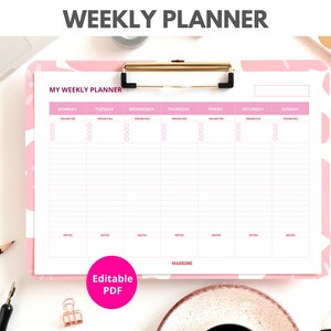 Printable Weekly Planner Editable Pdf - Etsy