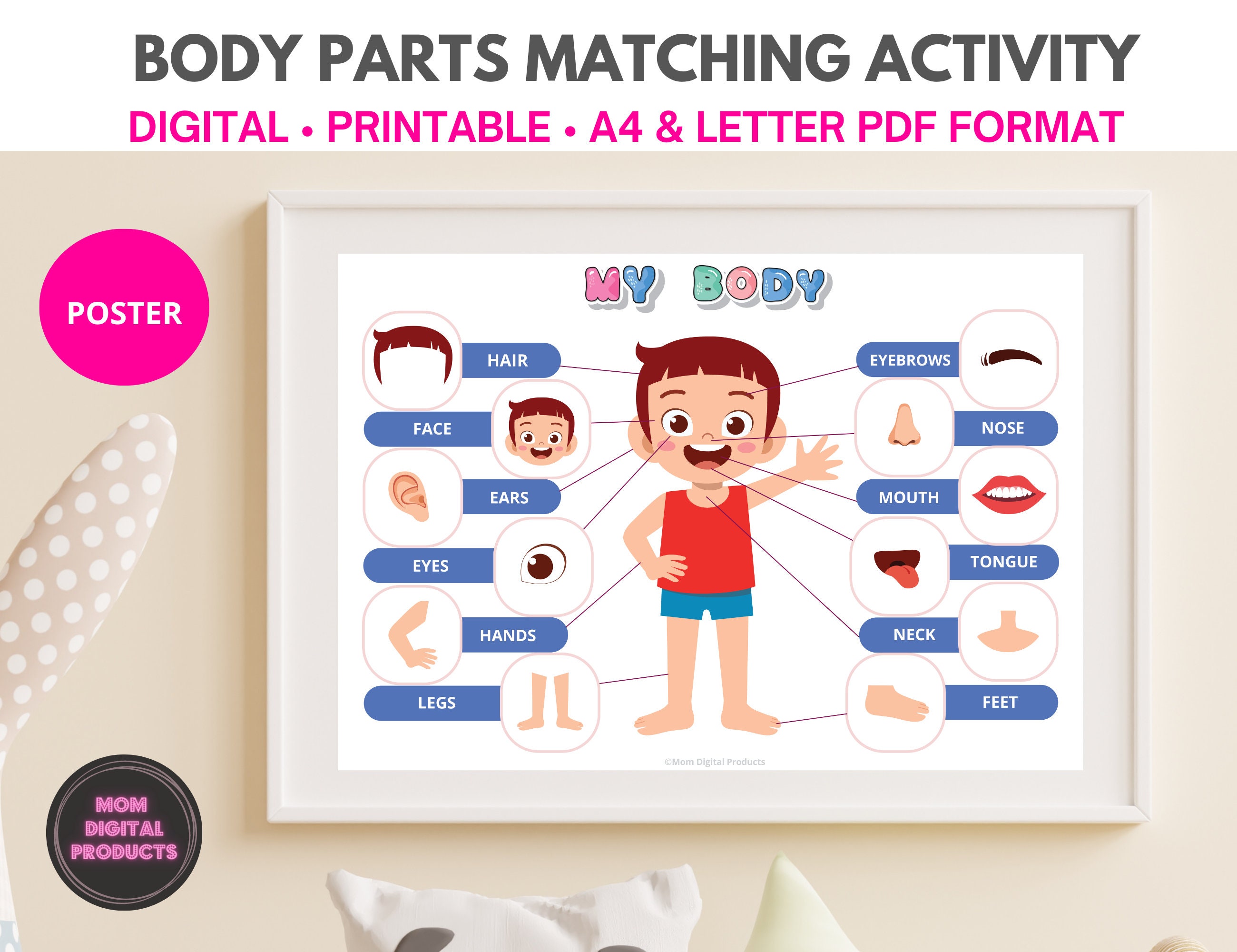 Body Parts Matching Activity, Toddler Busy Book Printable - Etsy