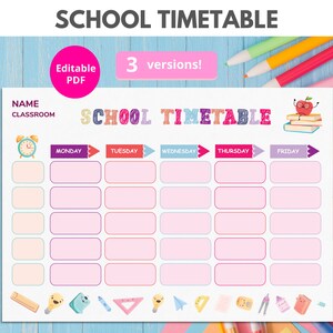 School Timetable Editable Pdf - Etsy