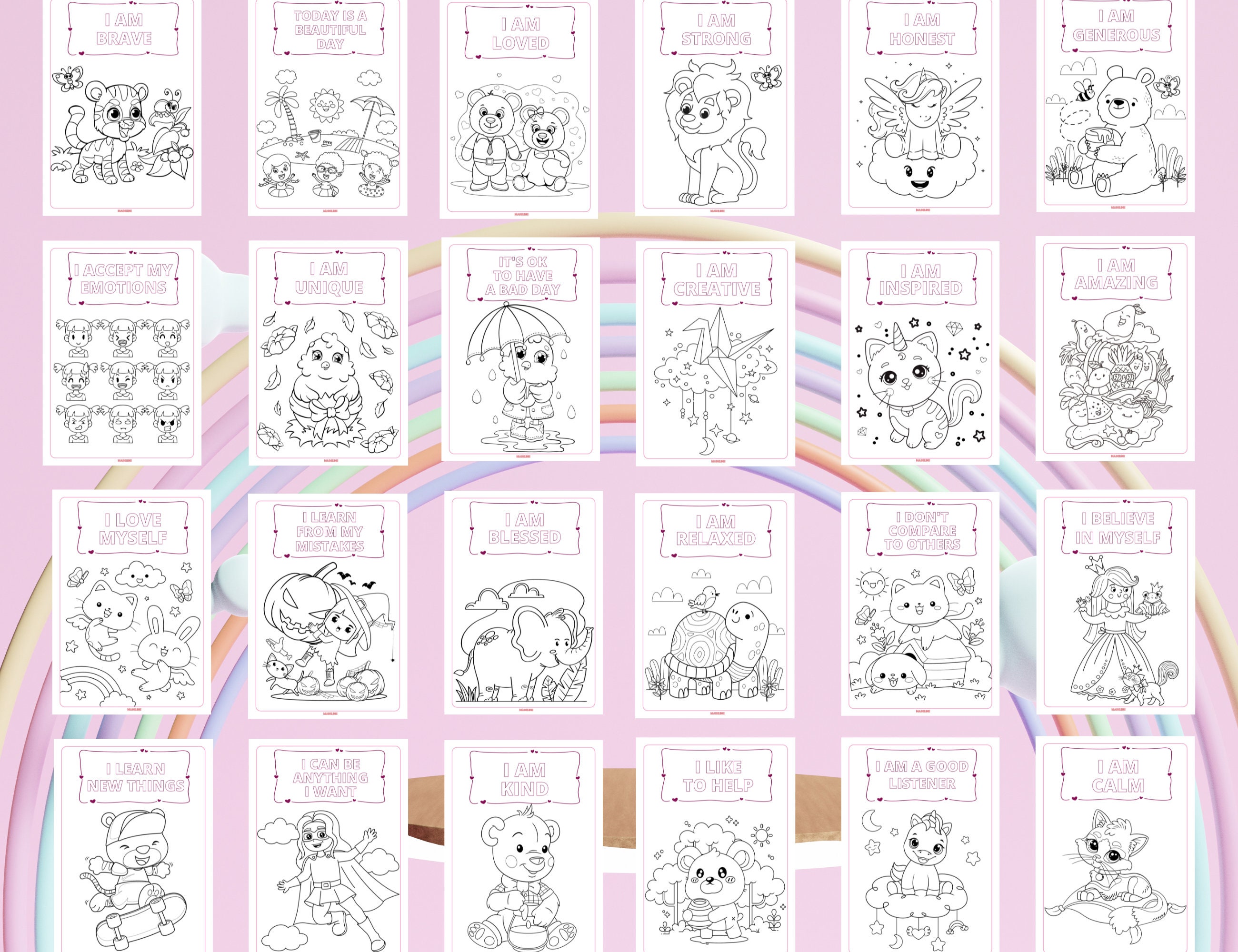 Affirmations Coloring Pages for Kids - Etsy