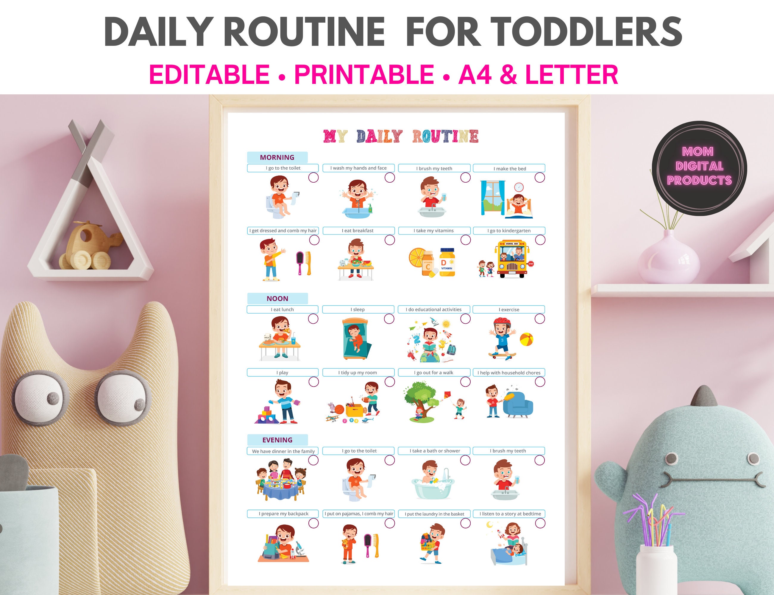 Printable Daily Routine for Toddlers Editable Pdf - Etsy