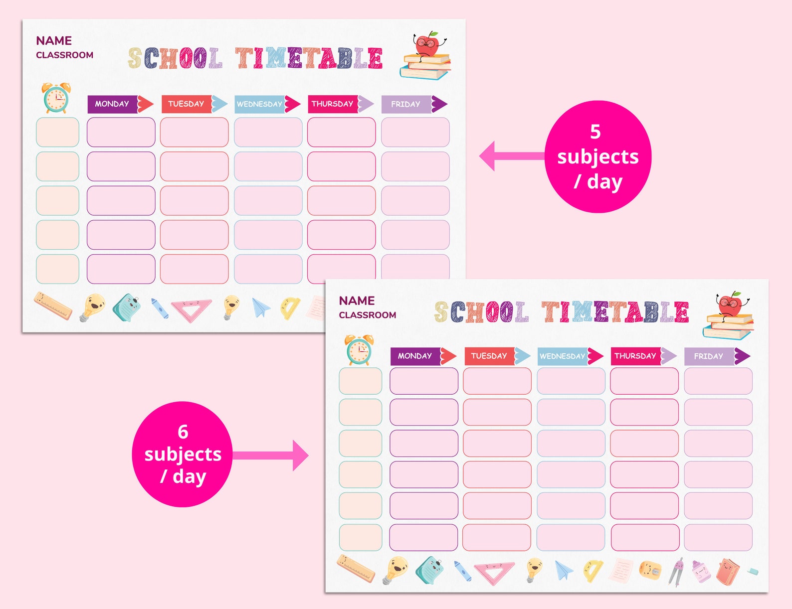 School Timetable| Editable Pdf - Etsy