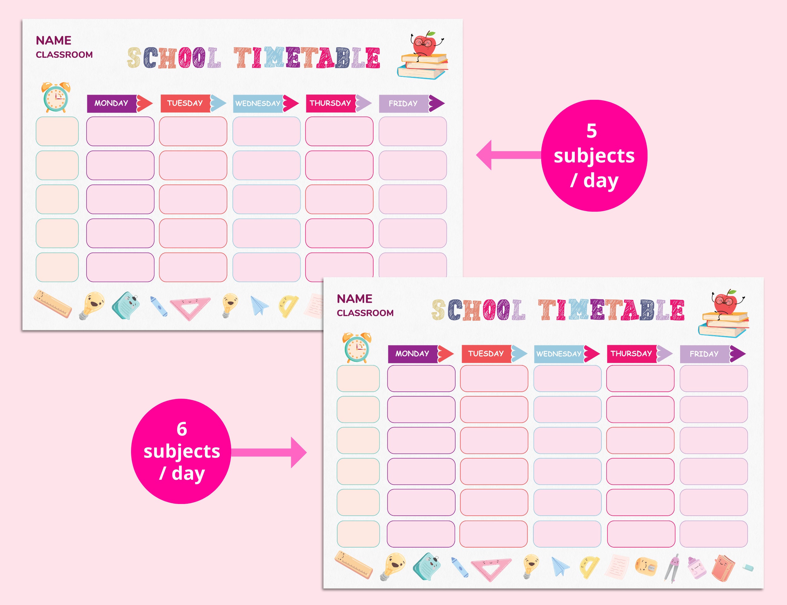 School Timetable| Editable Pdf - Etsy