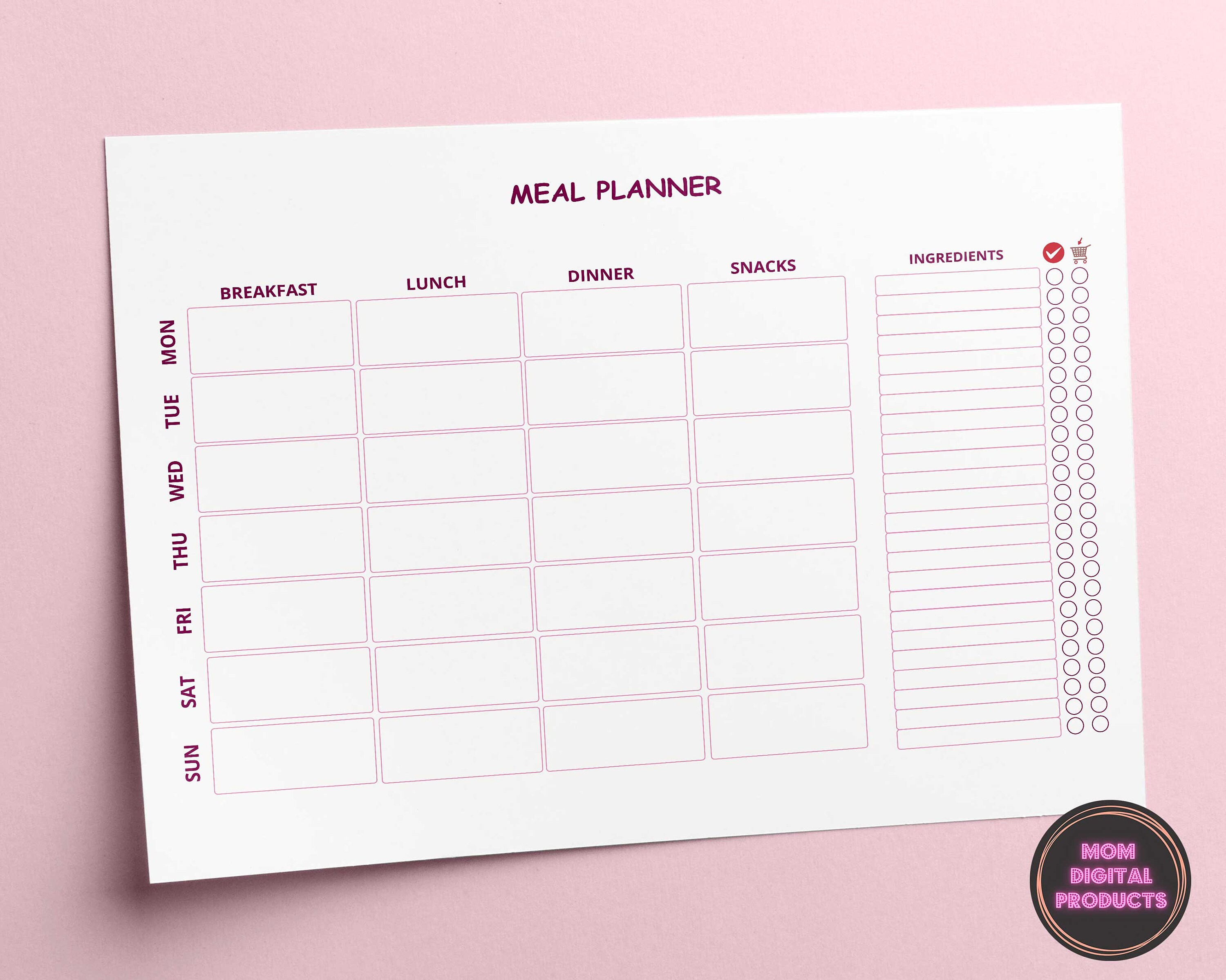 Printable Meal Planner | Editable Pdf - Etsy