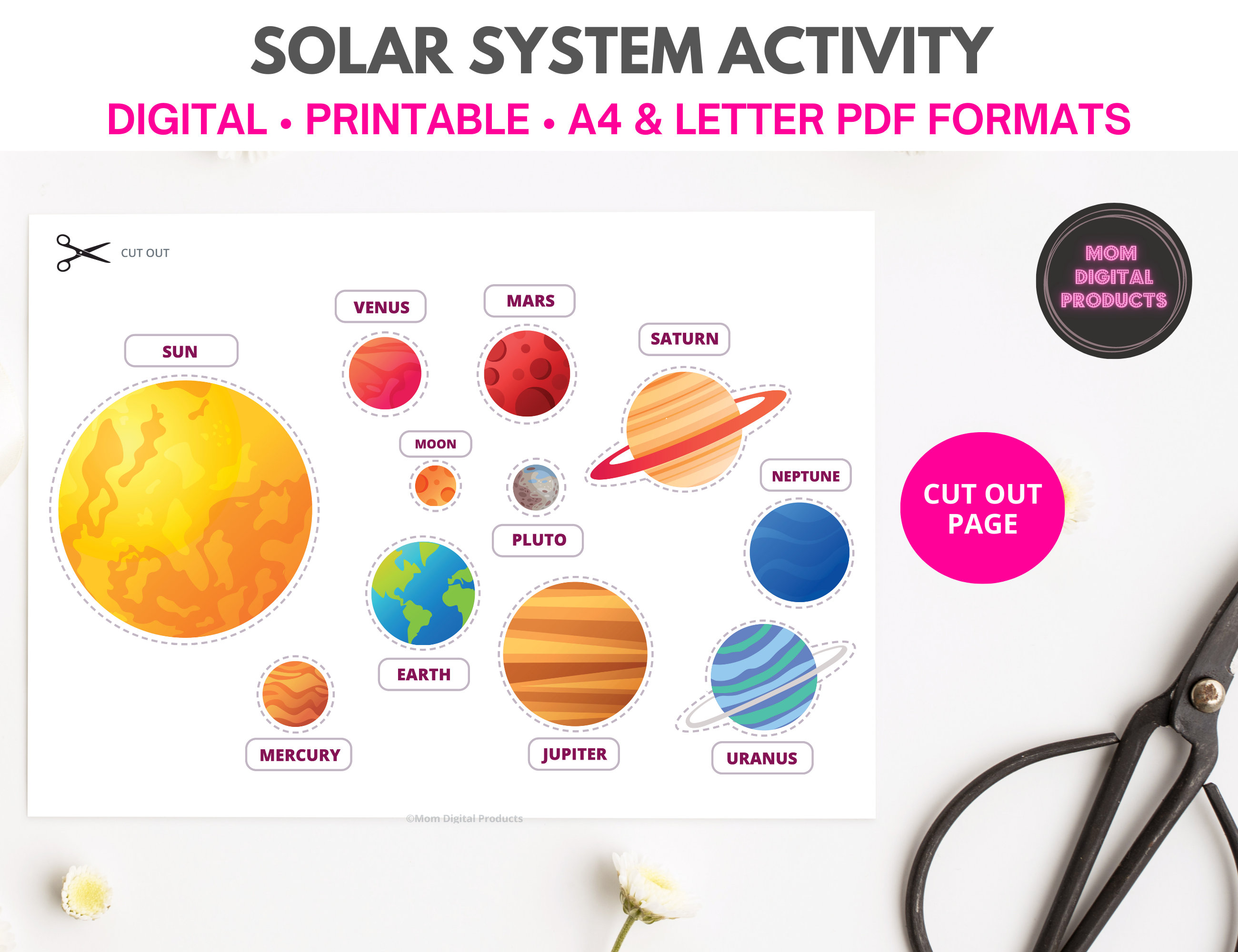 Solar System Matching Activity, Toddler Busy Book Printable - Etsy