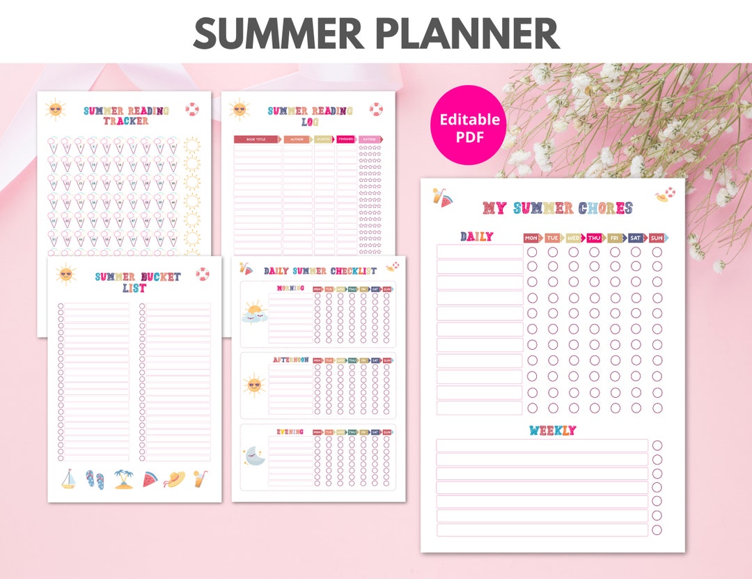 Summer Planner for Kids 2023 | Editable Pdf - Etsy