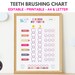 Printable Teeth Brushing Chart Editable Pdf - Etsy