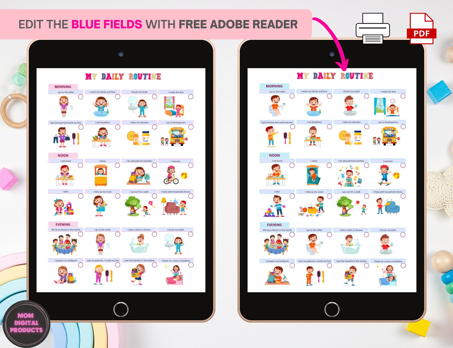 Printable Daily Routine for Toddlers Editable Pdf - Etsy