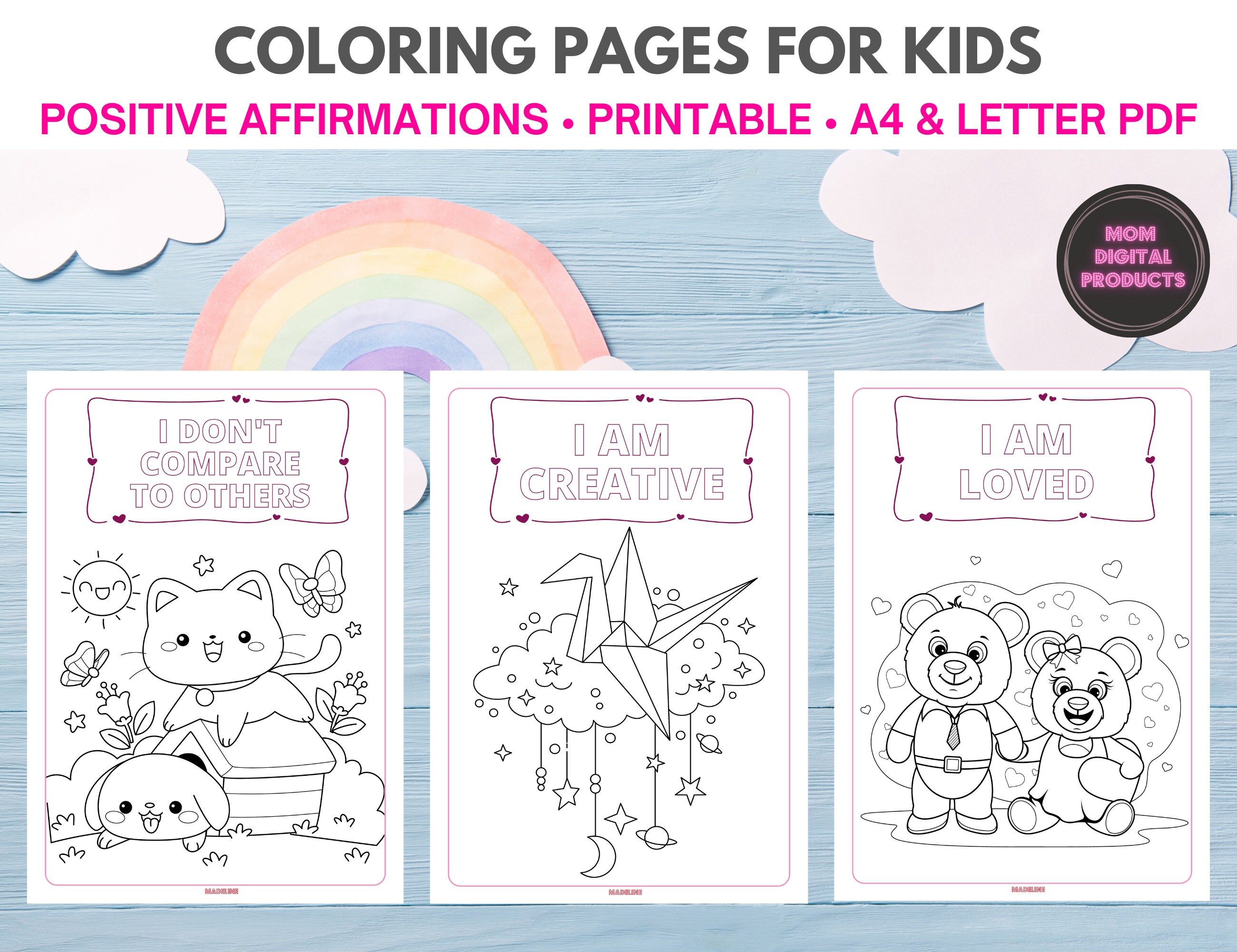 Affirmations Coloring Pages for Kids - Etsy