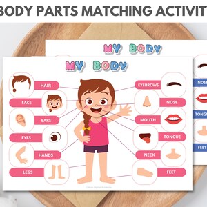 Body Parts Matching Activity, Toddler Busy Book Printable - Etsy