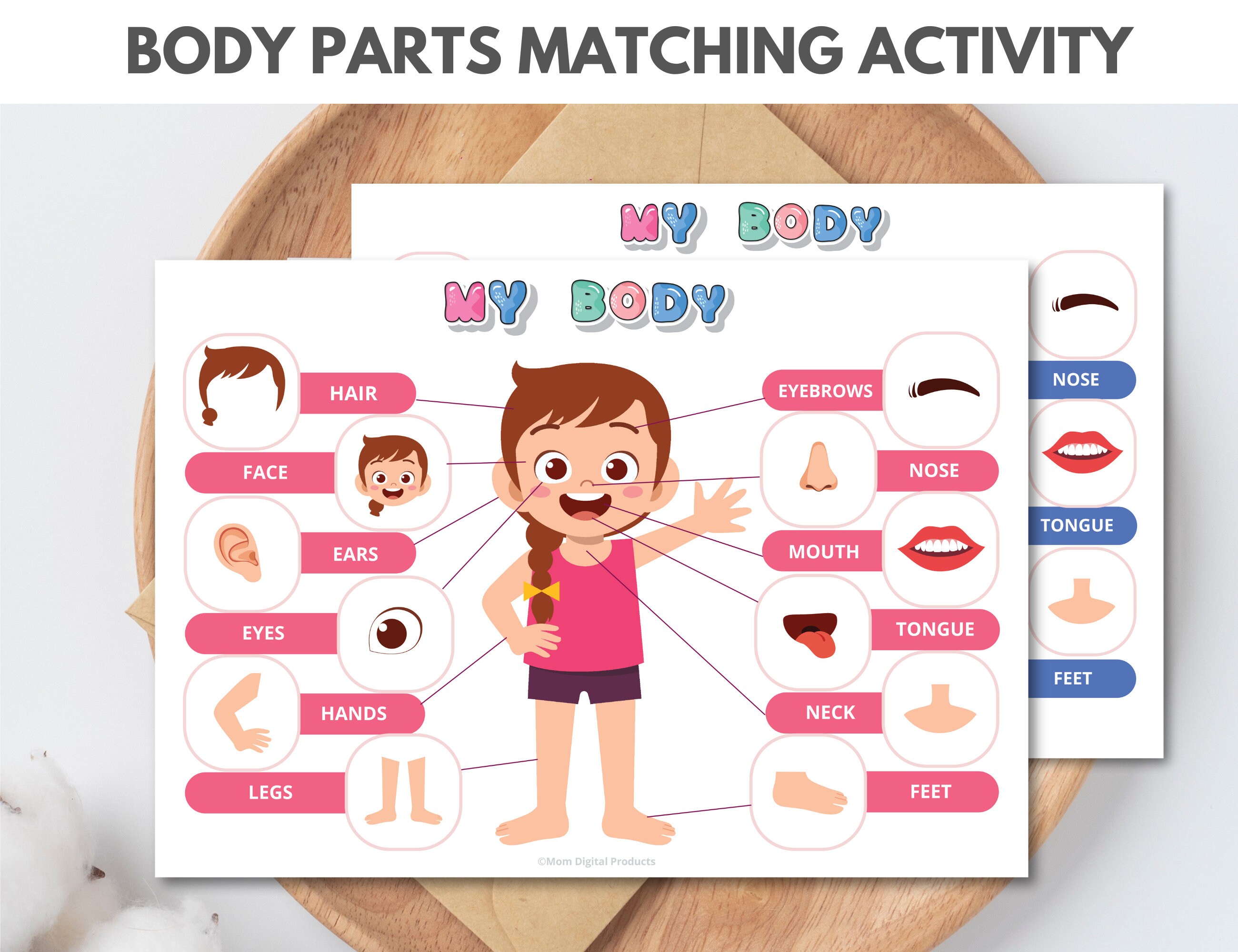 Body Parts Matching Activity, Toddler Busy Book Printable - Etsy