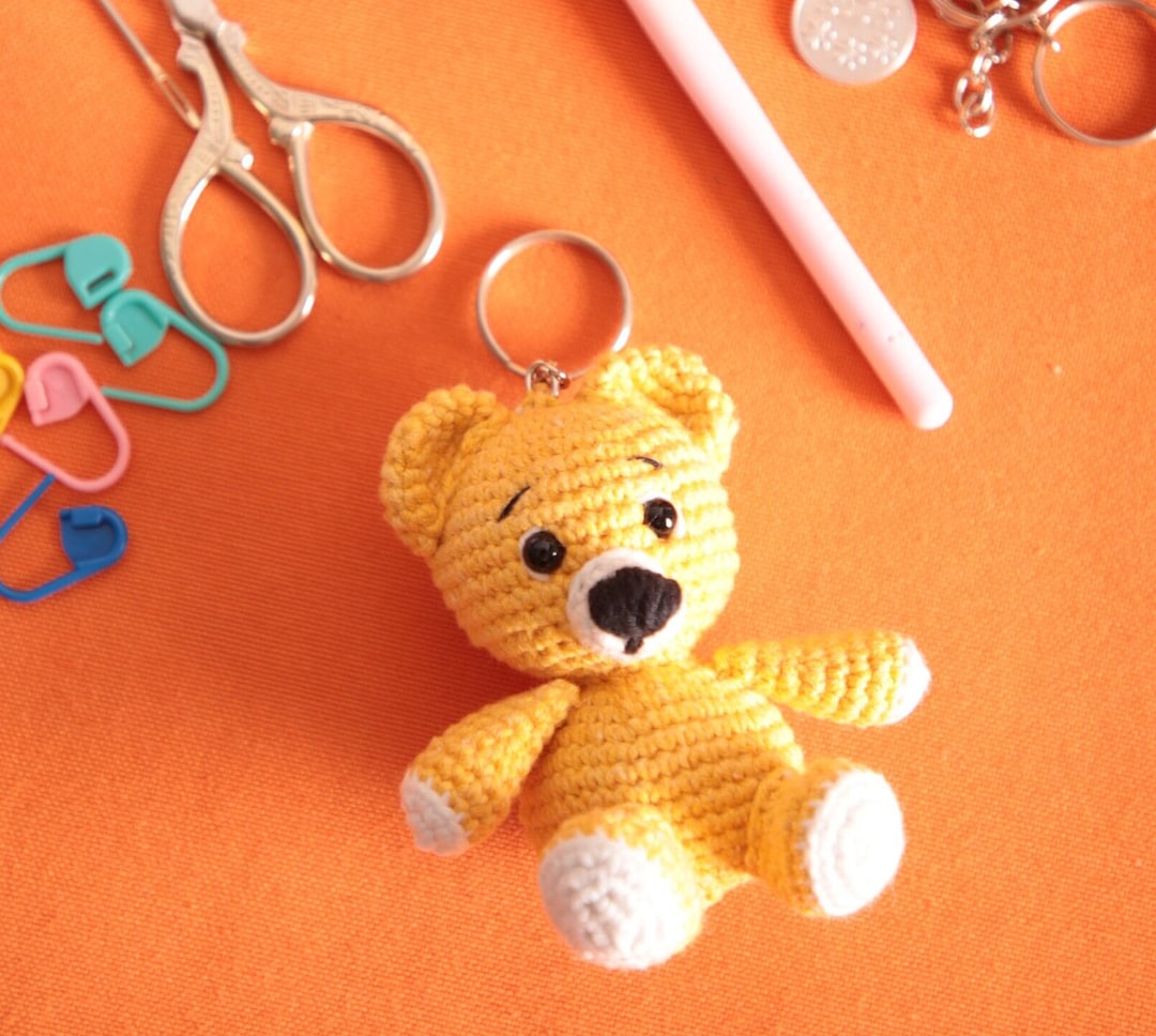 Colorful Bear Keychain, Amigurumi Crochet Handmade Keyring - Etsy