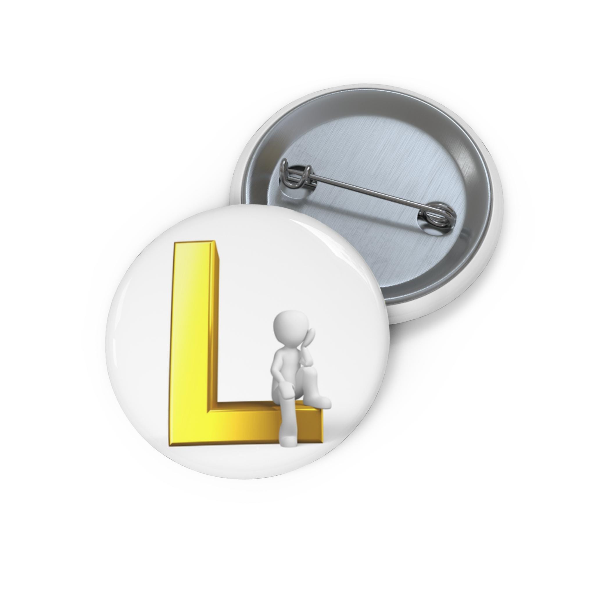 3D Letter L Pin Button | Alphabet Monogram Pin - Etsy