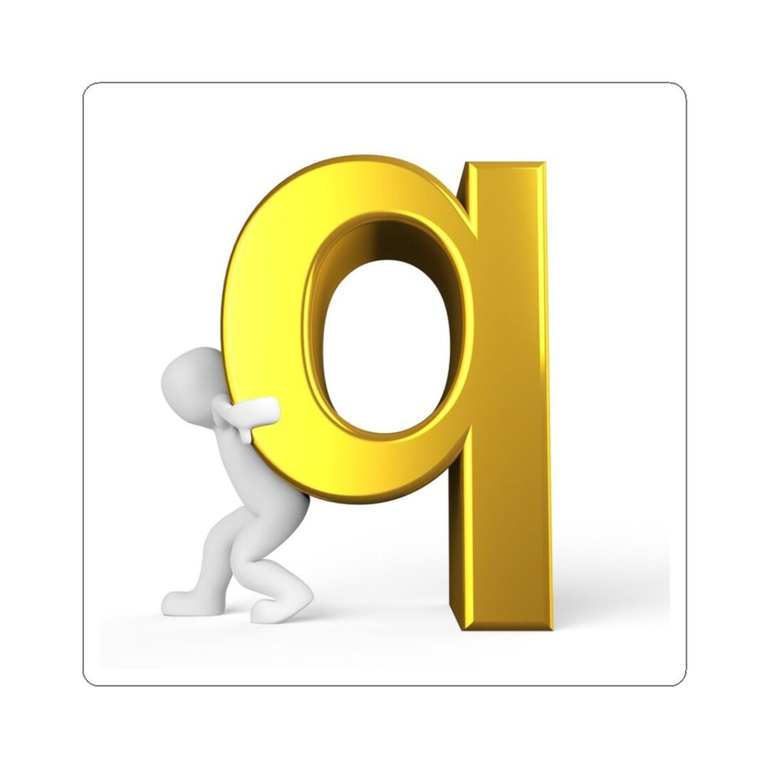 3D Gold Letter a Sticker | Push Character Alphabet Decal, Laptop ...