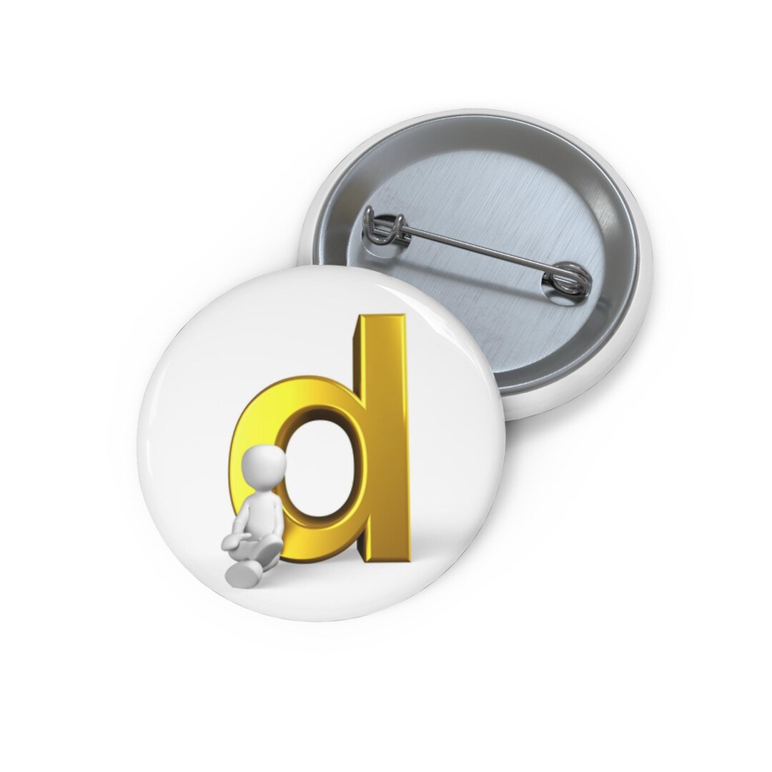3D Gold Letter D Pin Button | Custom Pin Buttons - Etsy