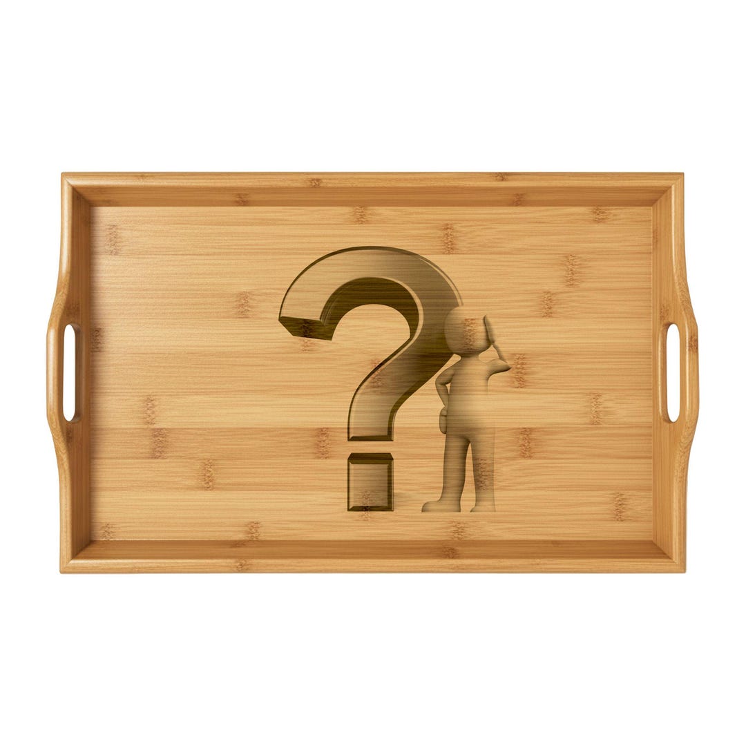 Question Mark Engraving Serving Tray | Bamboo Engraved Tray ...