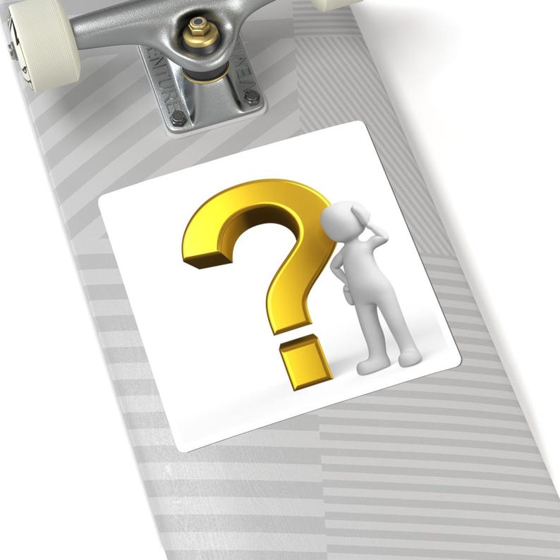 3D Gold Question Mark With Thinking Figure Kiss-cut Stickers | Inquiry ...
