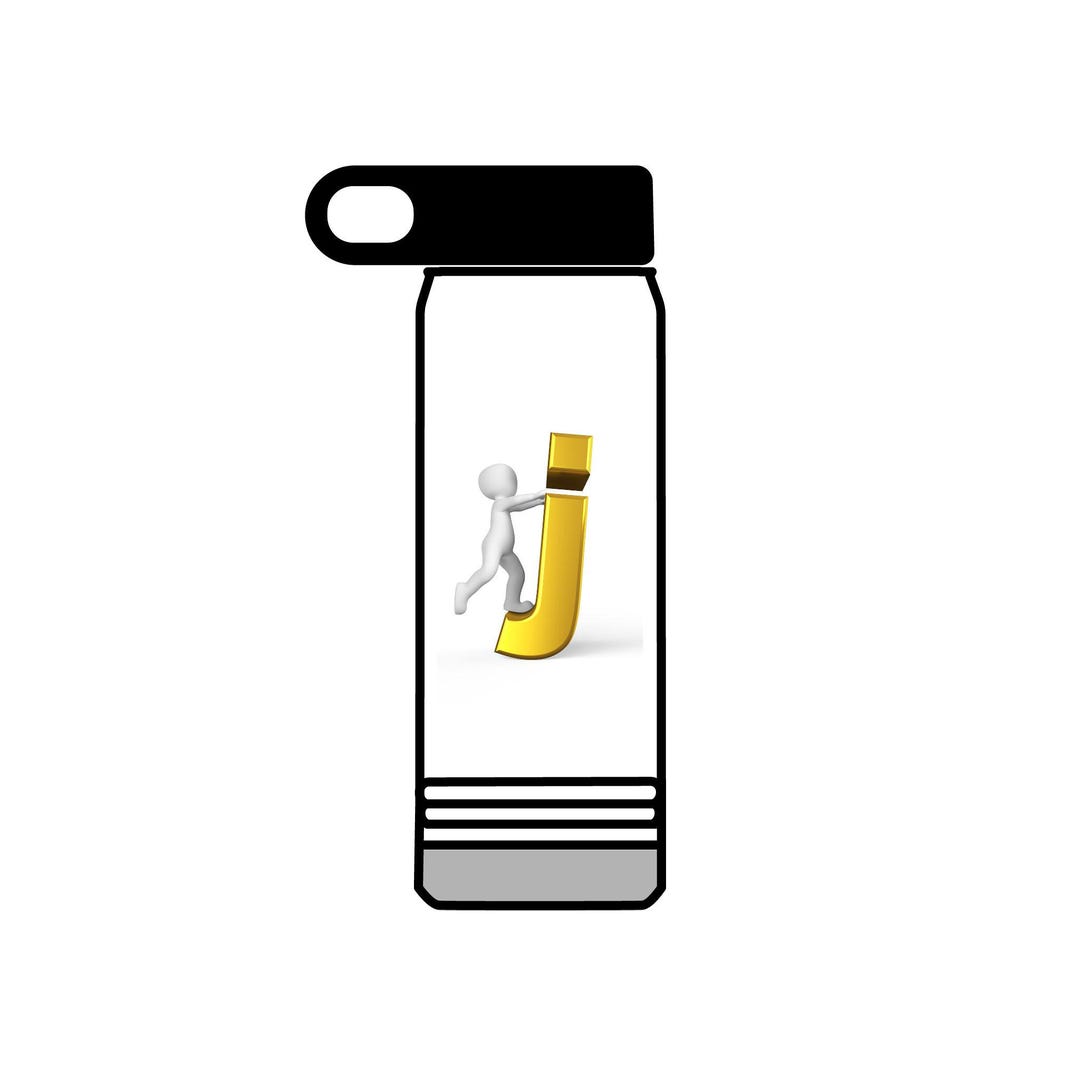 3D Stick Figure Pushing Gold Letter J Water Bottle | 20oz - Etsy