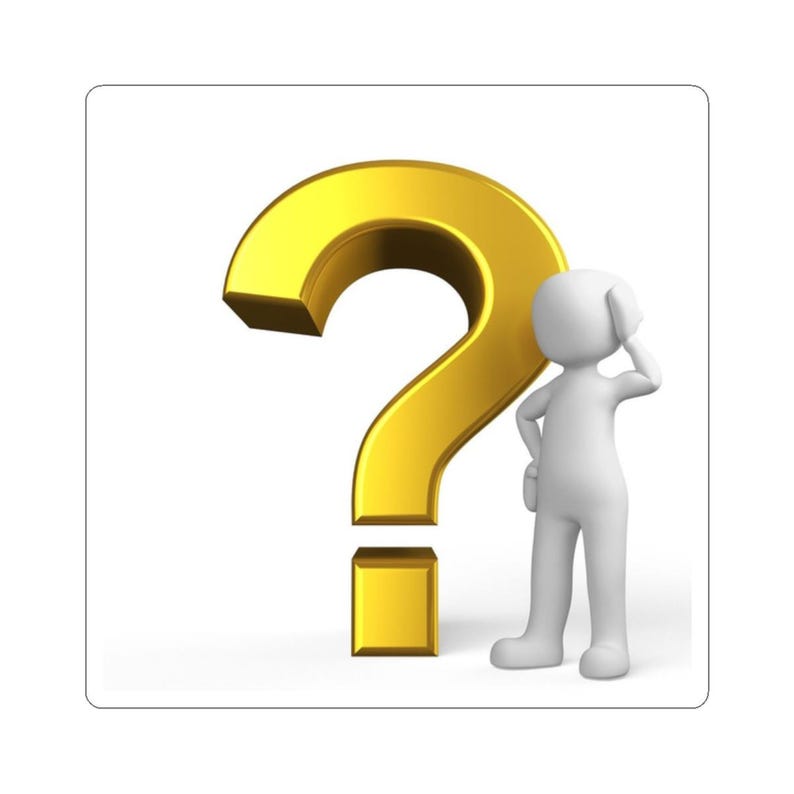 3D Gold Question Mark With Thinking Figure Kiss-cut Stickers | Inquiry ...
