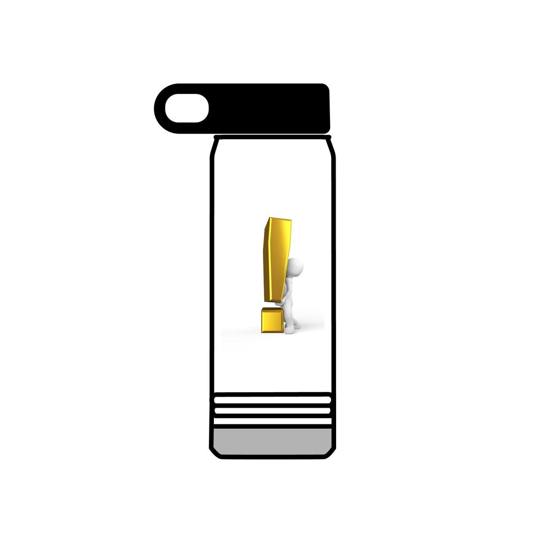 3D Person With Gold Exclamation Mark Water Bottle | 20oz Stainless ...