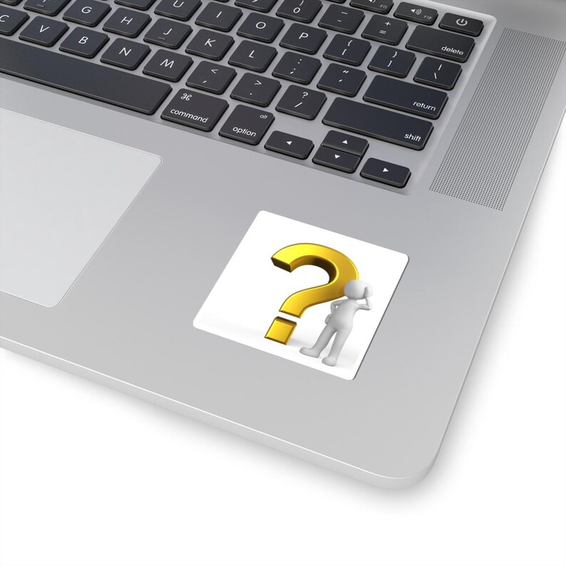 3D Gold Question Mark With Thinking Figure Kiss-cut Stickers | Inquiry ...