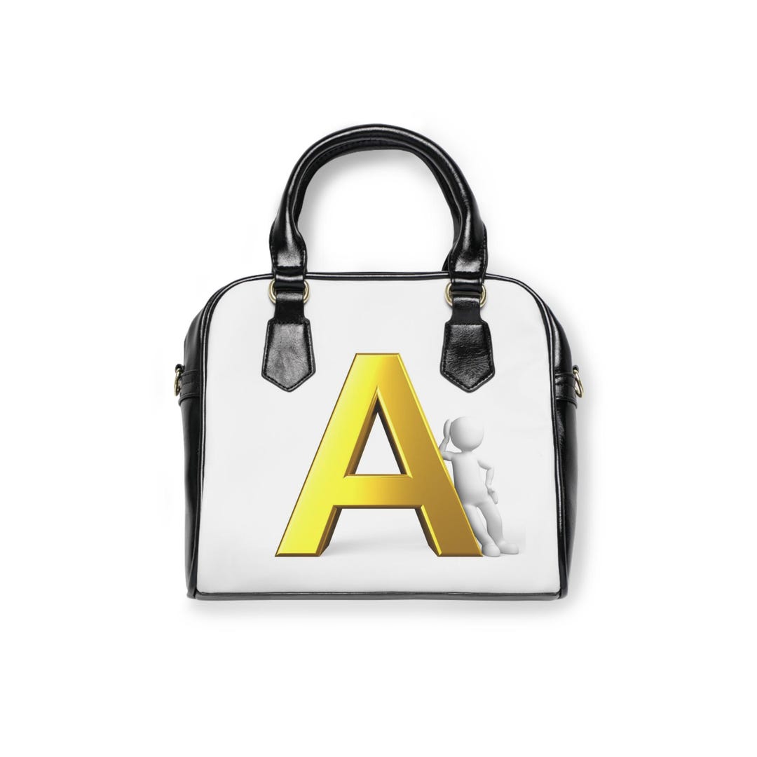 Gold Letter A Monogram Shoulder Handbag | Initial Purse, White Black ...