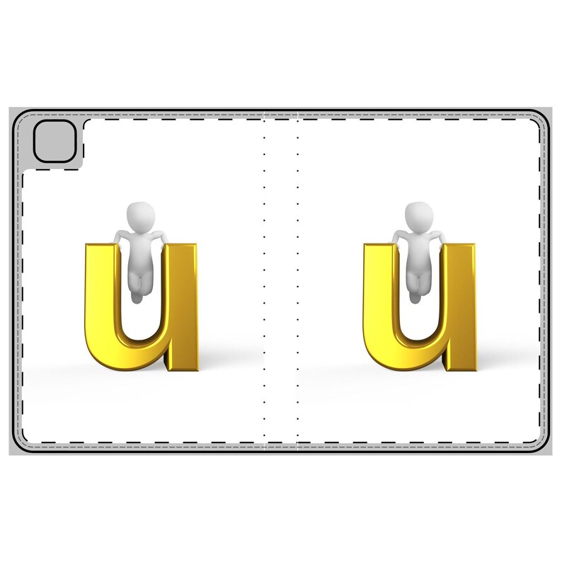 3D Gold Letter U With Figure Tablet Folio Case | Monogram Initial - Etsy