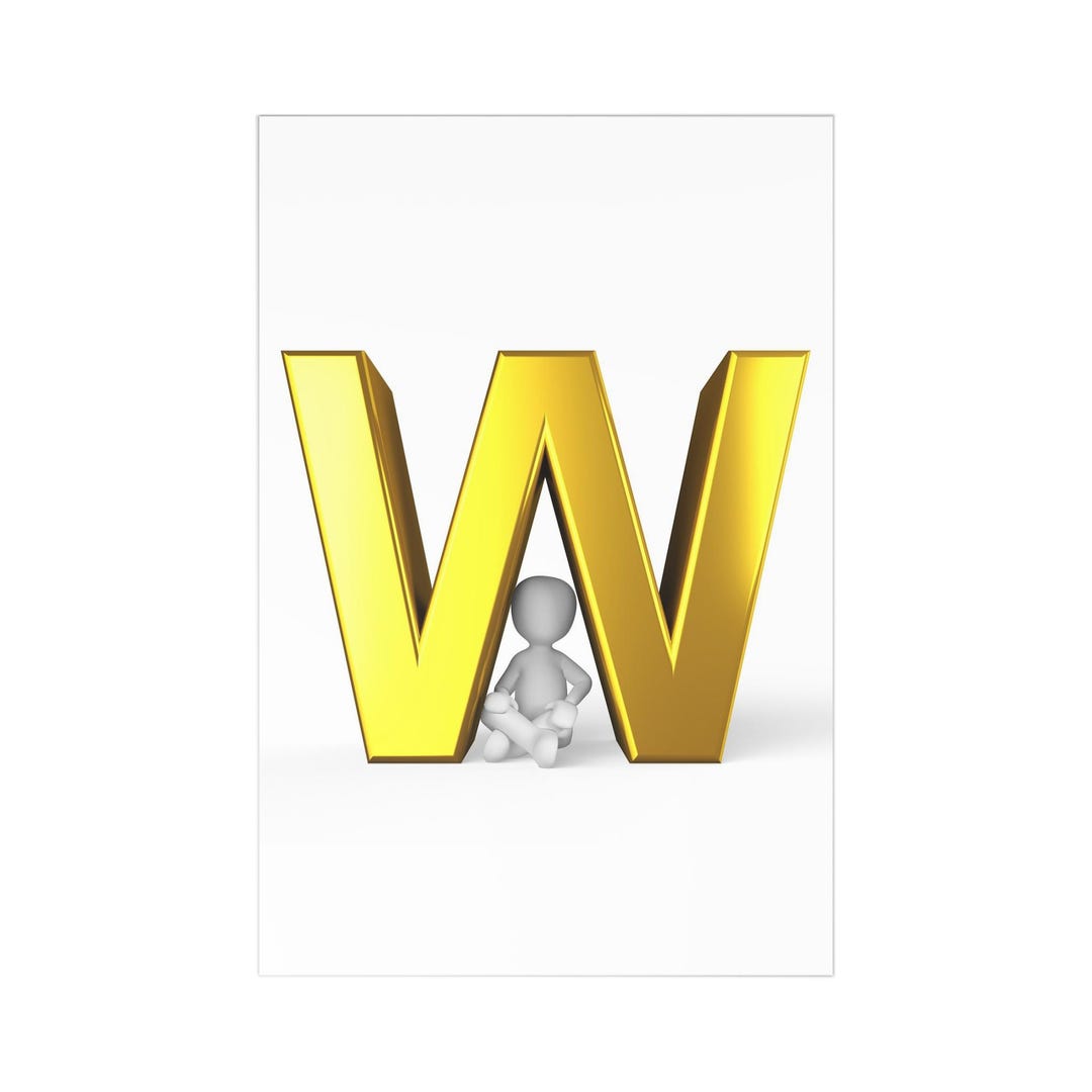 Gold Letter W Postcard Set, Alphabet Initial Postcards | 7 Pack - Etsy