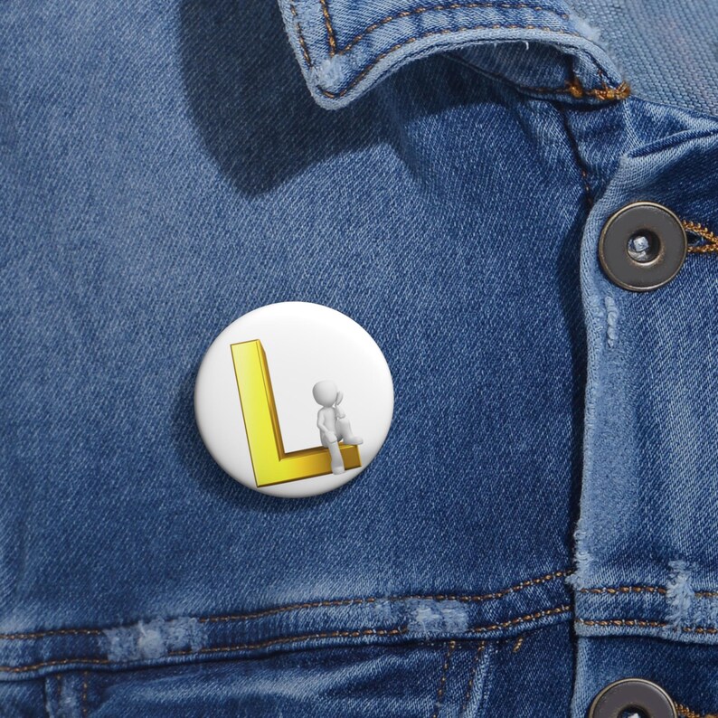 3D Letter L Pin Button | Alphabet Monogram Pin - Etsy
