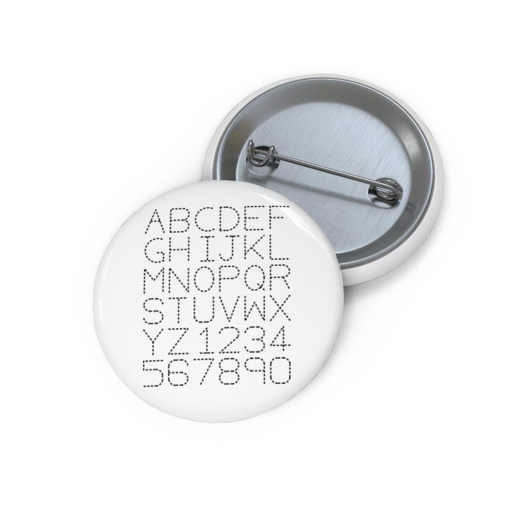 Dotted Alphabet & Numbers Pin Button | Custom Pin Buttons - Etsy
