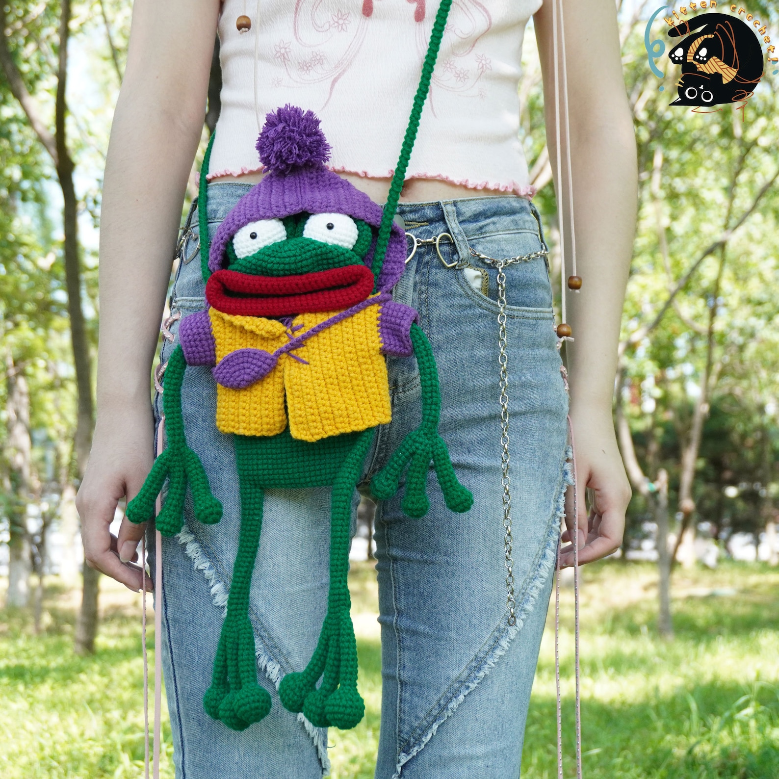 Crochet Frog Crossbody Bag|handmade Bag|knitted Froggy Bag|crochet ...