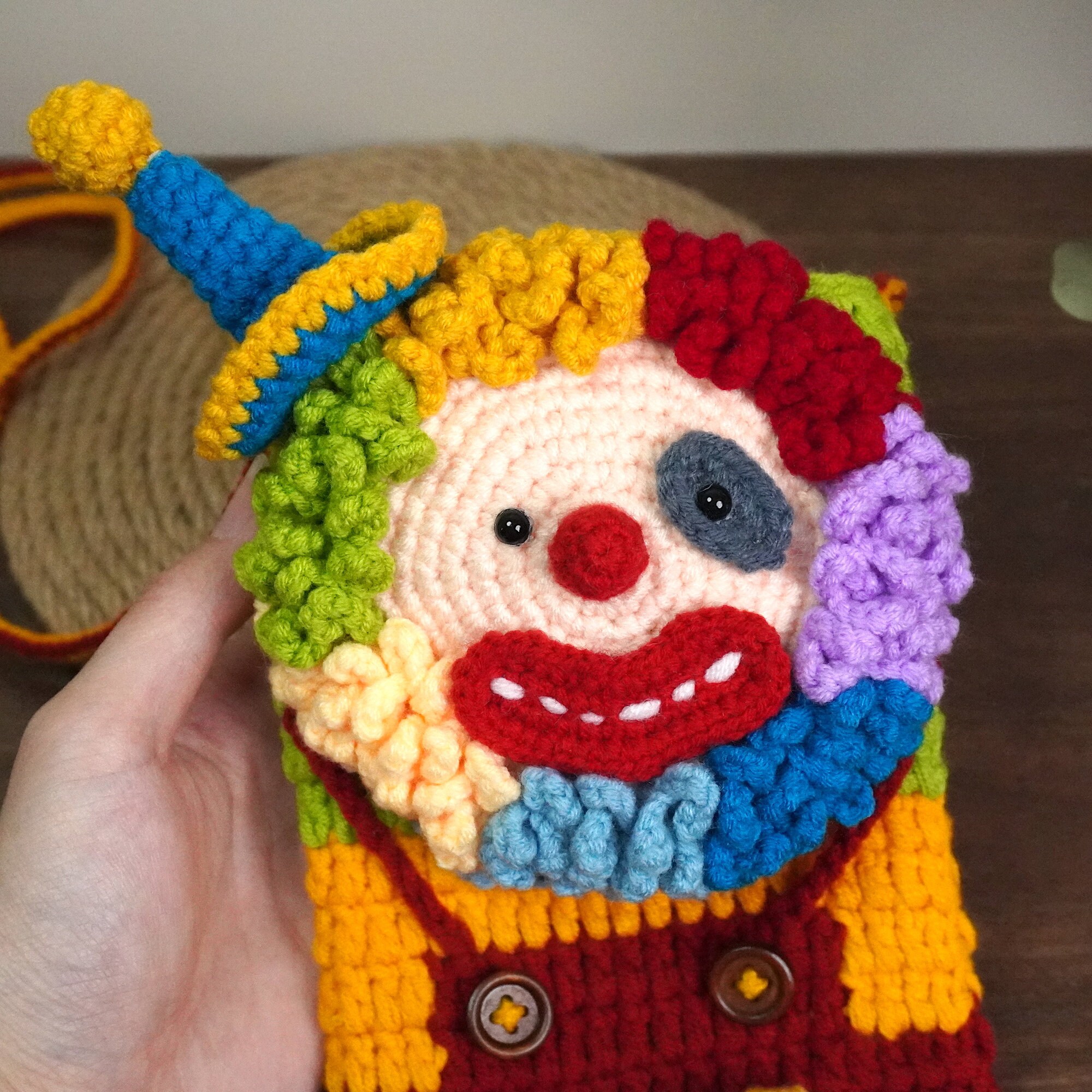 Crochet Clown Crossbody Bag, Crochet Clown Purse Crossbody Bags ...