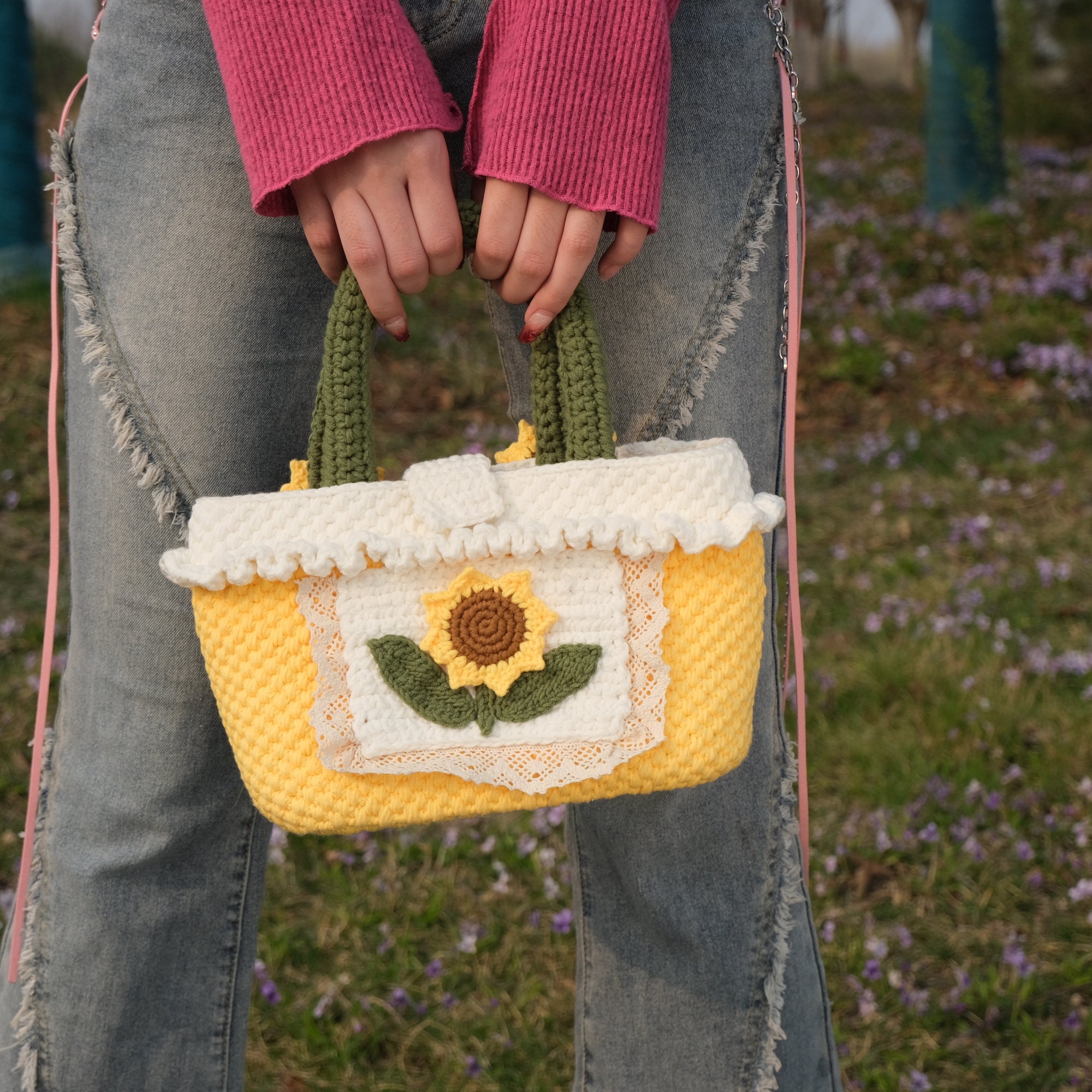 Crochet Sun Flowers Top Handle Baghandmade Flowers - Etsy