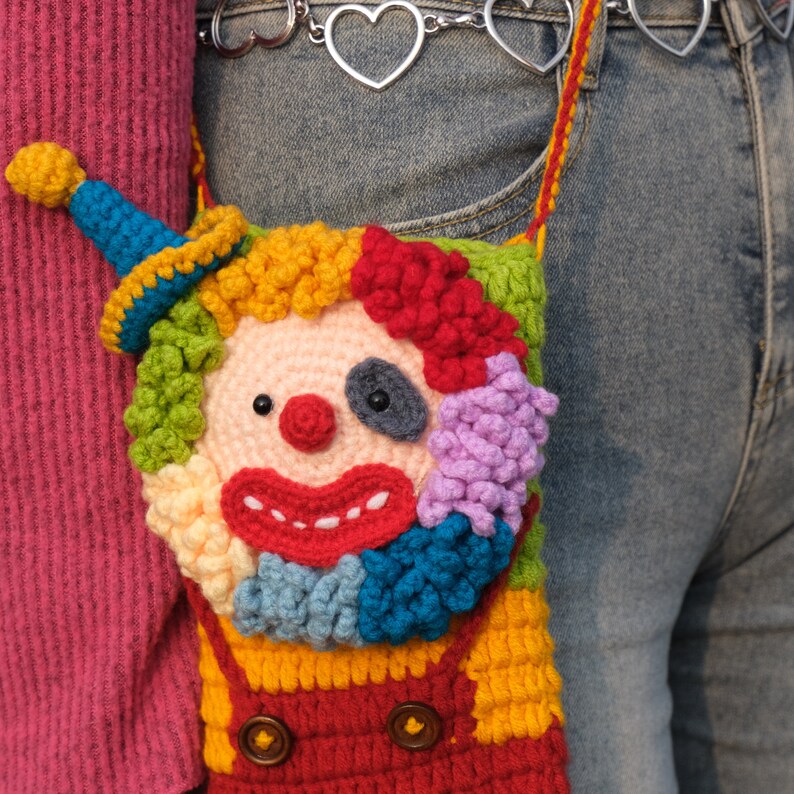 Crochet Clown Crossbody Bag, Crochet Clown Purse Crossbody Bags ...
