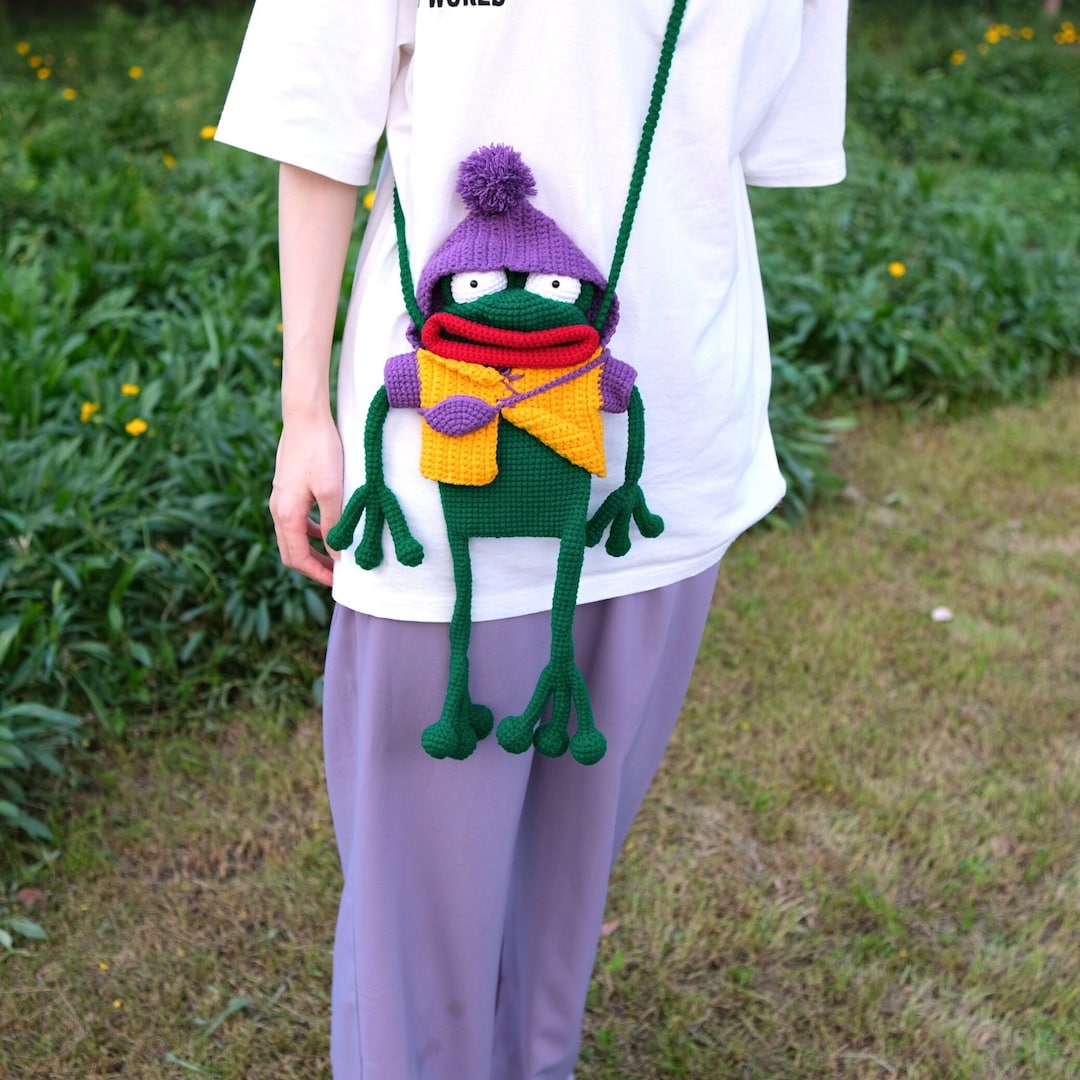 Crochet Frog Crossbody Bag|handmade Bag|knitted Froggy Bag|crochet ...