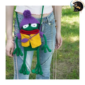 Crochet Frog Crossbody Bag|handmade Bag|knitted Froggy Bag|crochet ...