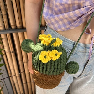 Crochet Cactus Crossbody Bag,handmade Cactus Bag,knitted Cactus Bag ...