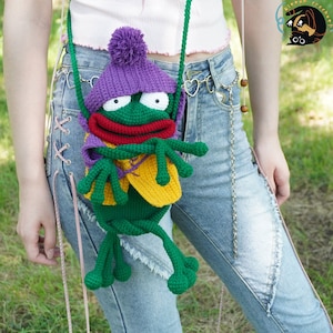 Crochet Frog Crossbody Bag|handmade Bag|knitted Froggy Bag|crochet ...