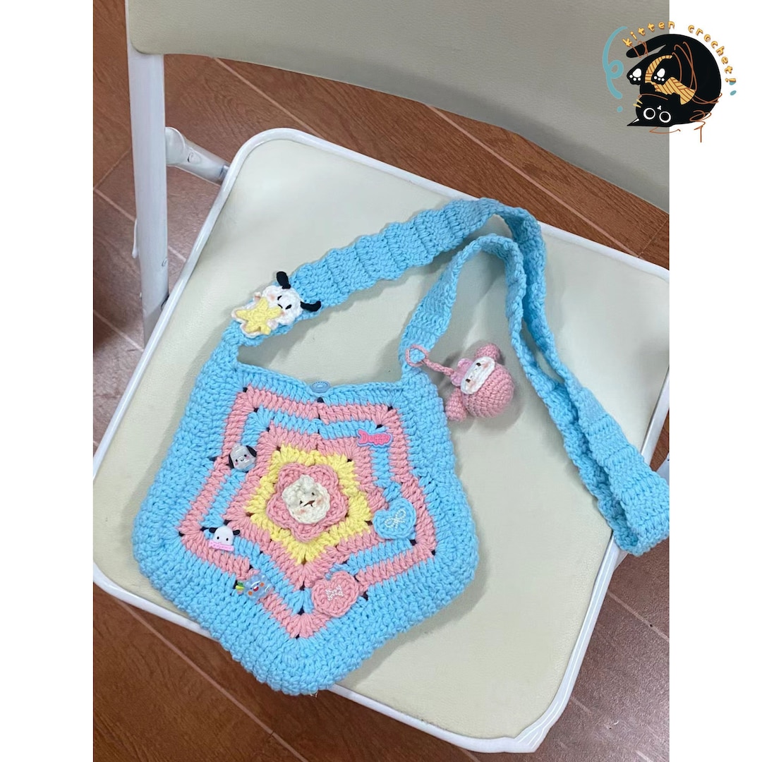 Handmade Crochet Star-shaped Bag - Versatile Crossbody or Shoulder ...